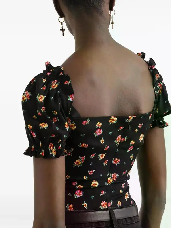 Dolce & Gabbana Floral Puff Sleeve Blouse