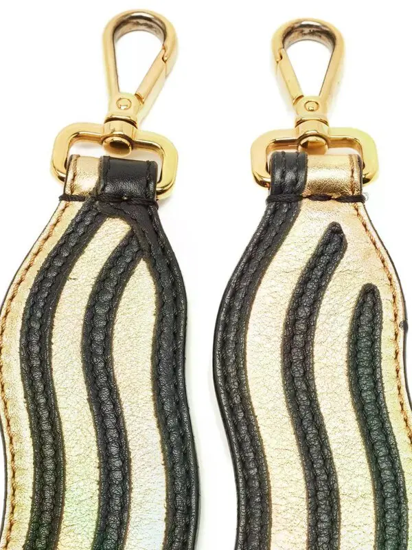 Fendi And Gold Stripe Pattern Leather Strap With Clip Fastening