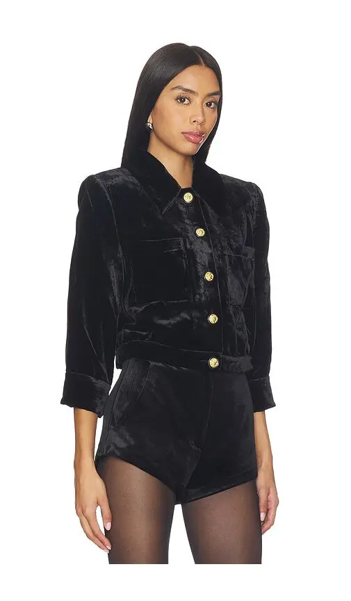 L'Agence Jia Cropped Velvet Jacket
