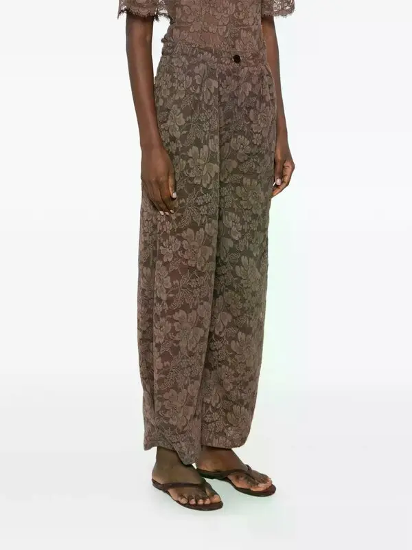 ROWEN ROSE Floral Print High Waist Trousers
