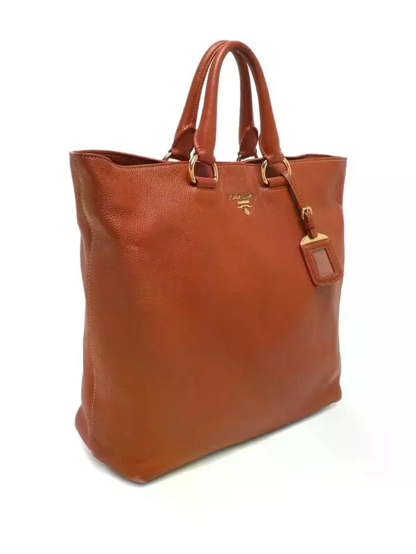 Prada Logo-plaque Leather Tote Bag