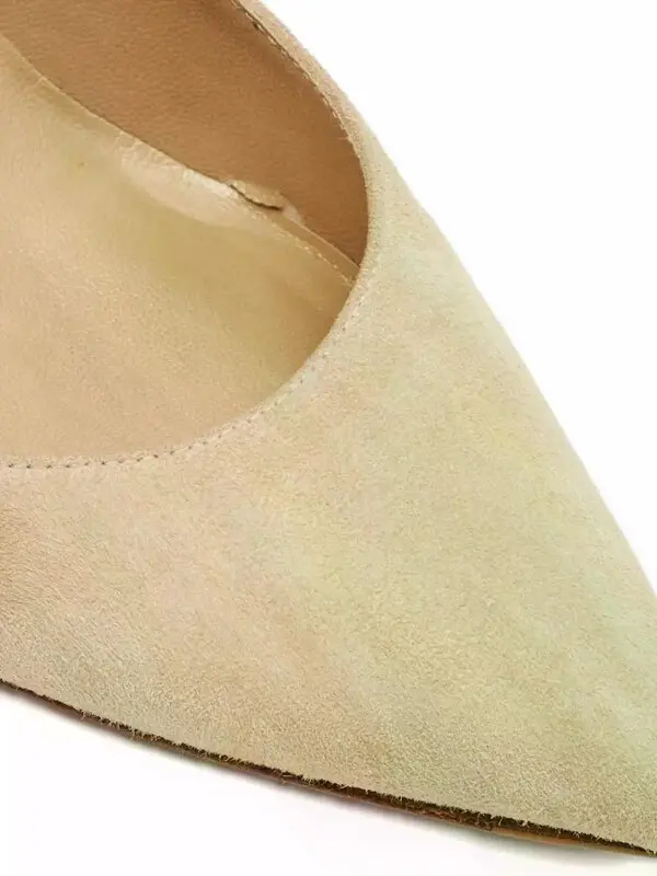 STUART WEITZMAN Suede Pointed Toe Stiletto Heel Pumps With Tie Fastening