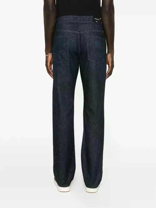 7 For All Mankind Five-pocket Washed Black Denim Jeans