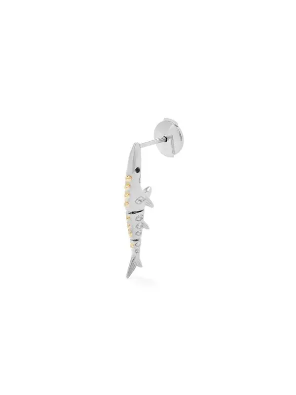 Yvonne Léon Fish Diamond Stud Earring - Silver