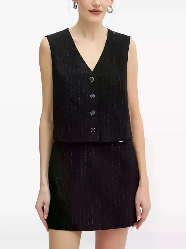 Guess Button Detail Pinstripe Top