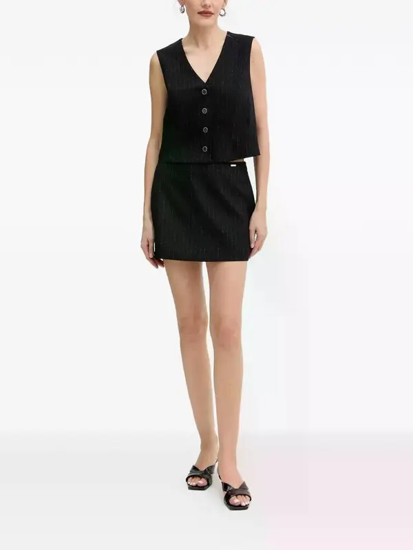 Guess Button Detail Pinstripe Top