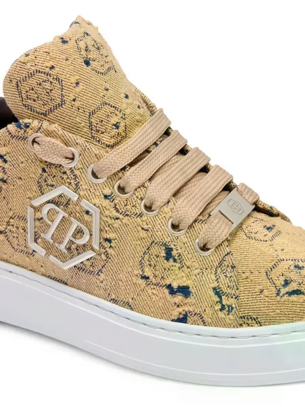 Philipp Plein Jacquard Monogram Low-top Sneakers - Brown