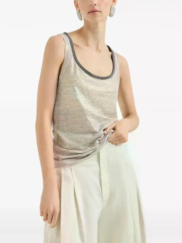 Brunello Cucinelli Striped Linen Tank Top