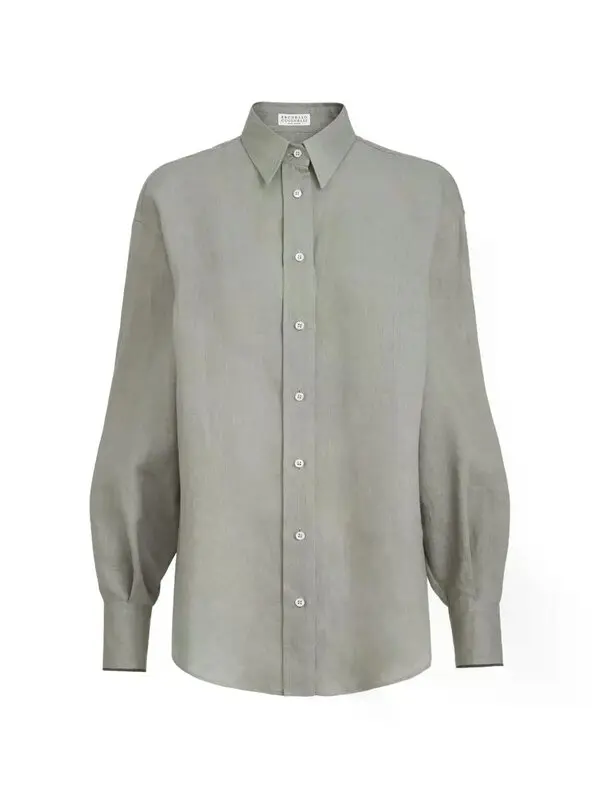Brunello Cucinelli Monili Linen Shirt - Grey
