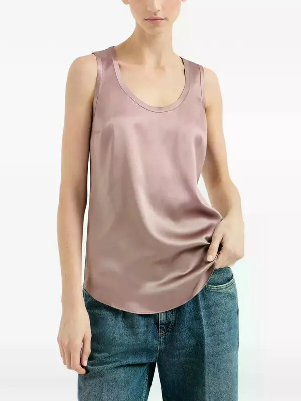 Brunello Cucinelli Flared Satin Top - Pink