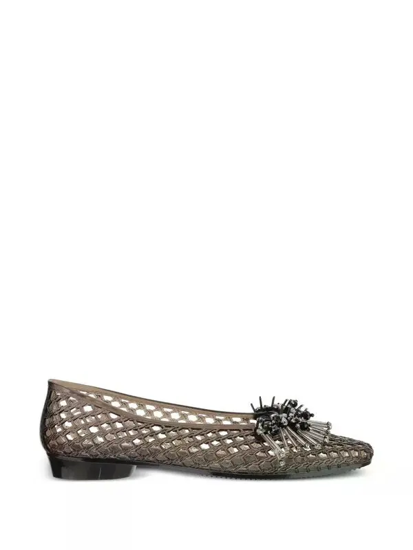 HEAVENLY JELLY Bead-embellished Mesh Ballerina Flats