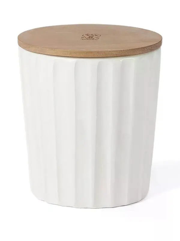 Brunello Cucinelli Scented Candle In Ridged Ceramic Vessel With Walnut Wood Lid