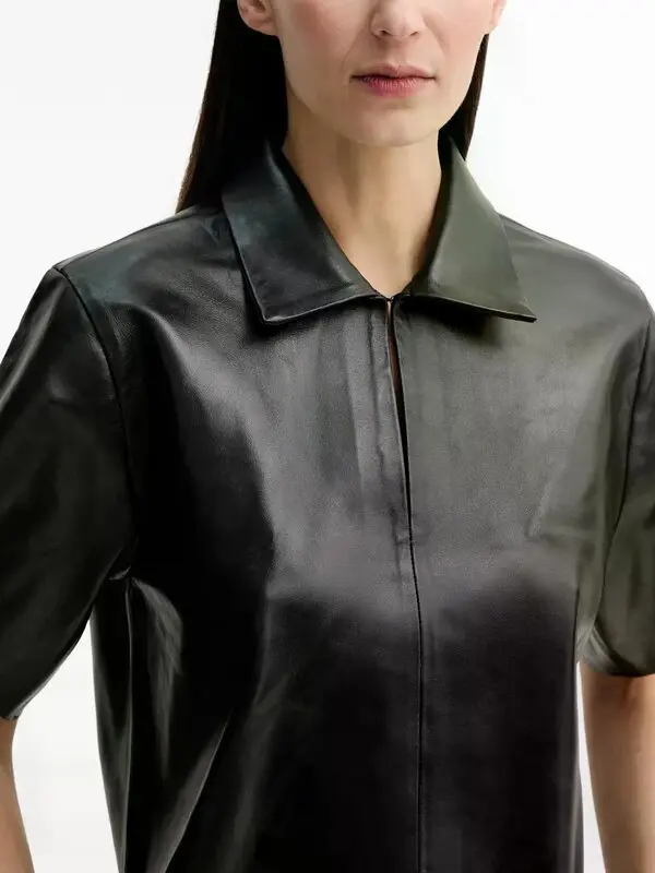 STAND STUDIO Short Sleeve Collared Cropped Boxy Fit Top