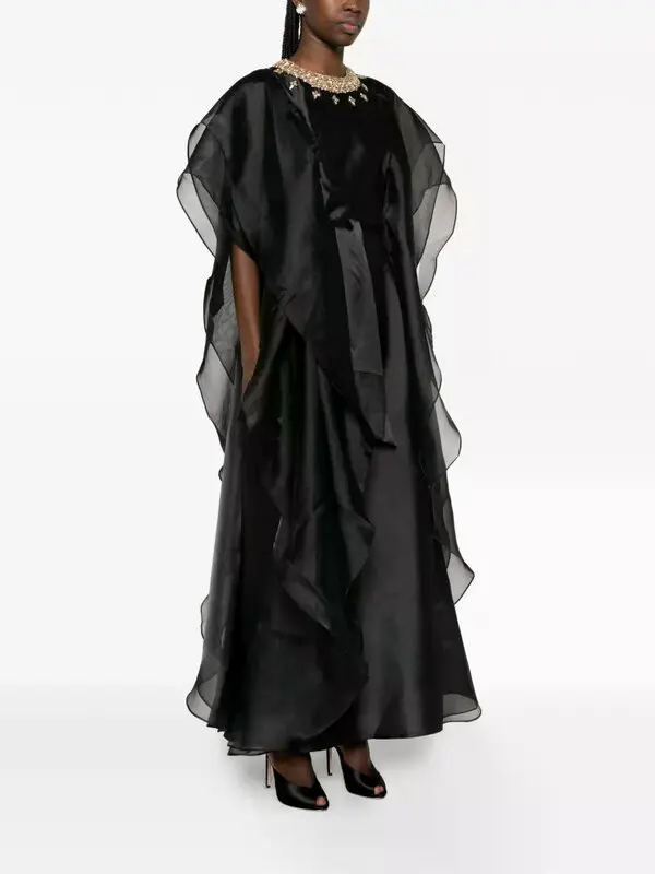 BARUNI Embellished Ruffled Maxi Dress - Black