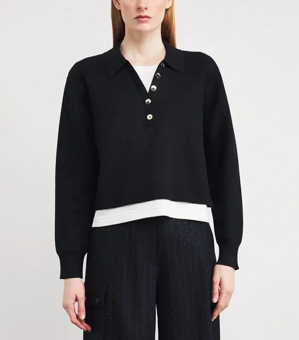 Sandro Layered Knitted Polo Shirt With Metallic Accents
