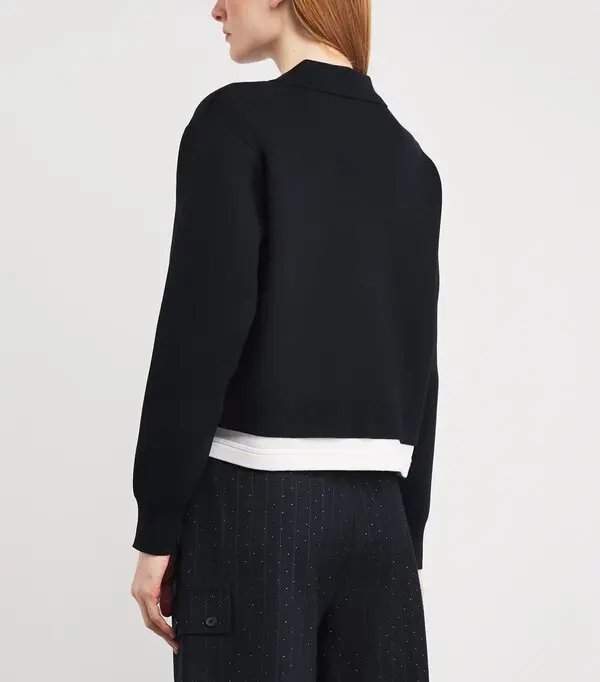 Sandro Layered Knitted Polo Shirt With Metallic Accents