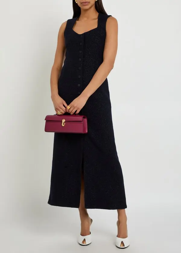 LIBEROWE Avery Shimmer Tweed Midi Dress - Navy