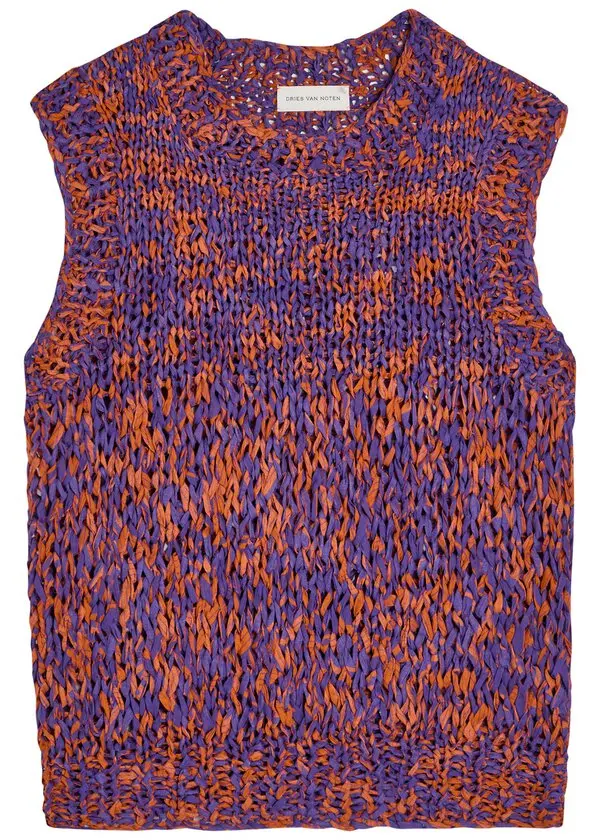 Dries Van Noten Hand-knitted Cotton Vest - Orange