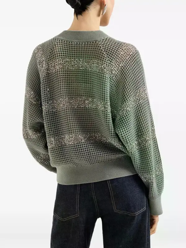 Brunello Cucinelli Zip-up Cardigan With Striped Detailing