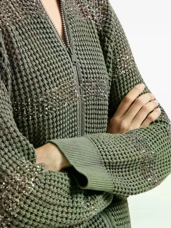 Brunello Cucinelli Zip-up Cardigan With Striped Detailing