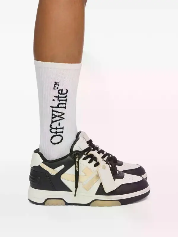 Off-White Lace-up Branded Heel Sneakers - Black