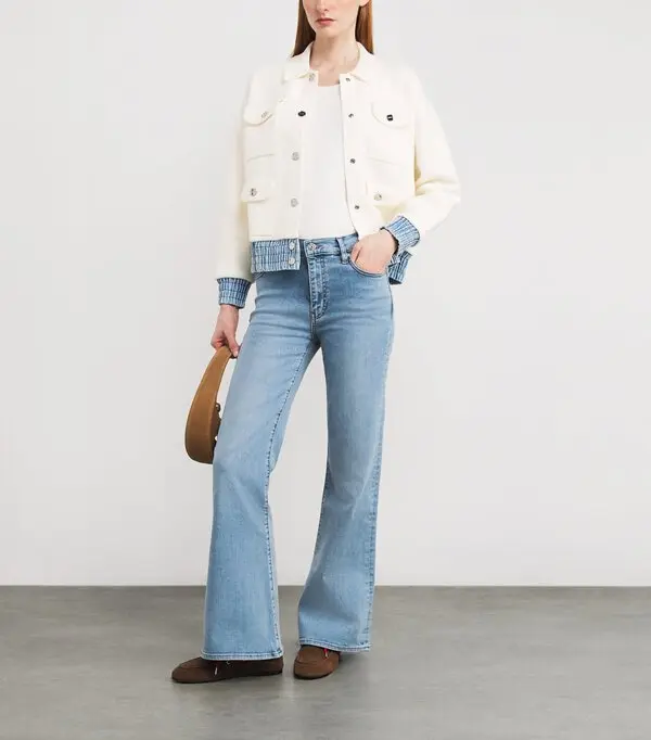 Sandro Bouclé Denim-trim Cardigan - Beige