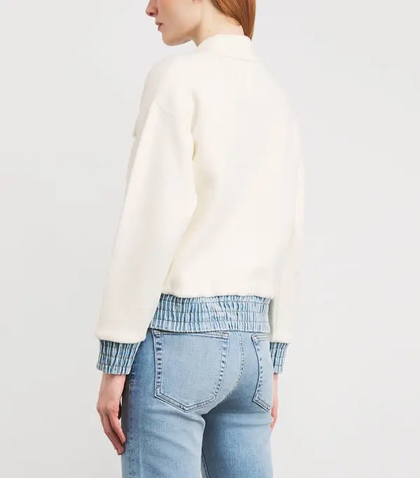 Sandro Bouclé Denim-trim Cardigan - Beige