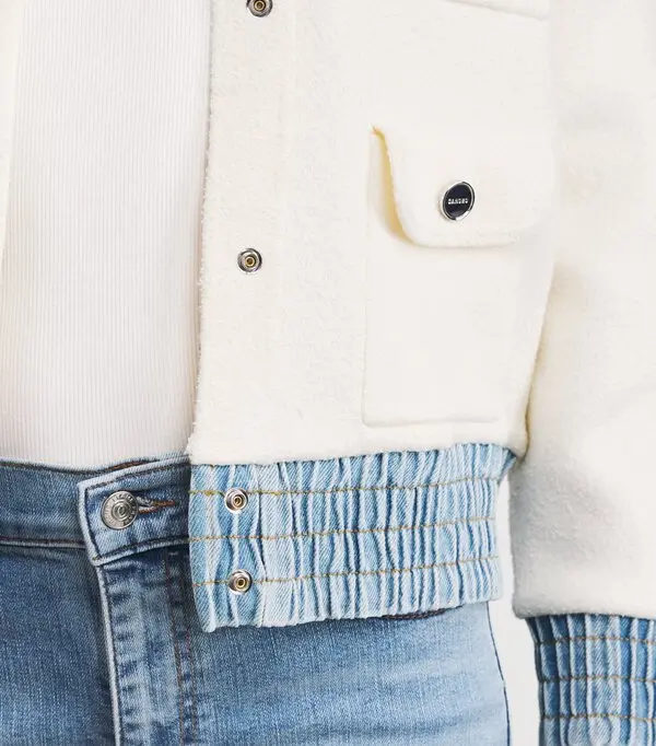 Sandro Bouclé Denim-trim Cardigan - Beige