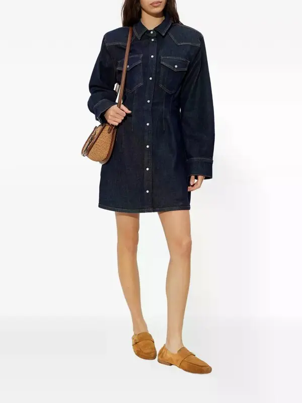 GESTUZ Long-sleeved Chest-pocket Mini Dress