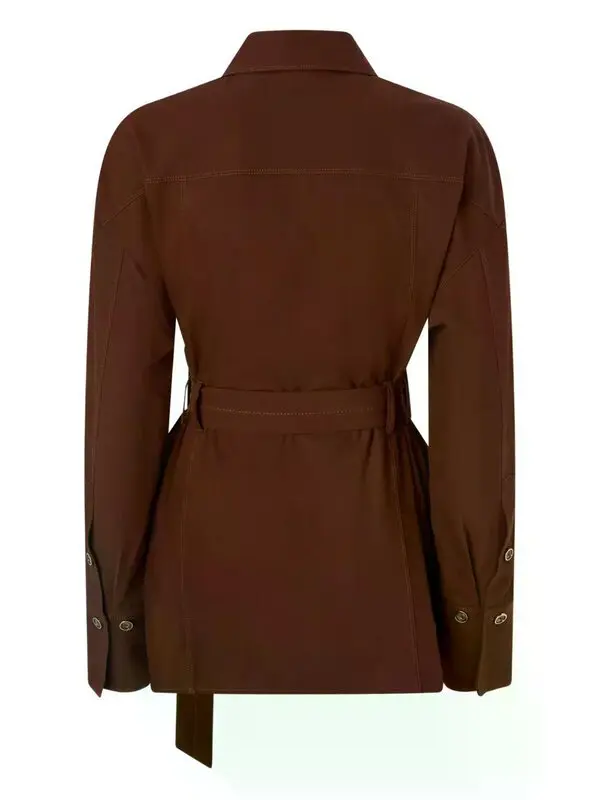 Pinko Belted Cotton Twill Jacket With Pointed Collar