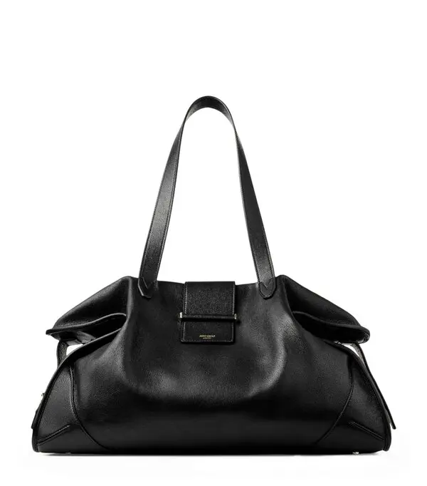 JIMMY CHOO Medium Leather Bar Holdall Bag - Black