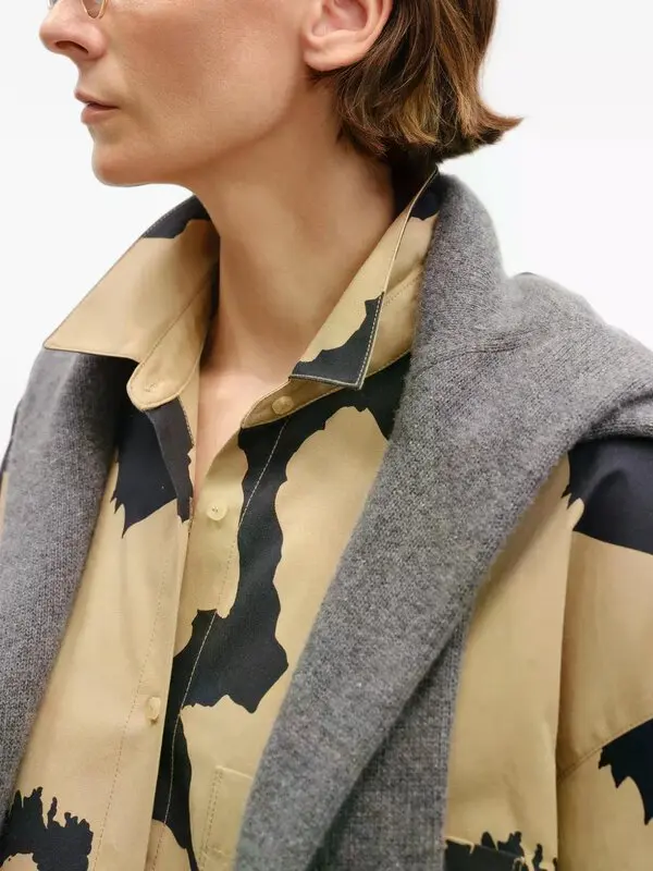 LESS Floral Print Long Sleeve Shirt
