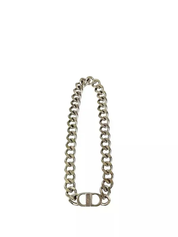 Dior 2000-2015 Plated Cd Logo Chain Link Necklace Costume Necklace - Silver