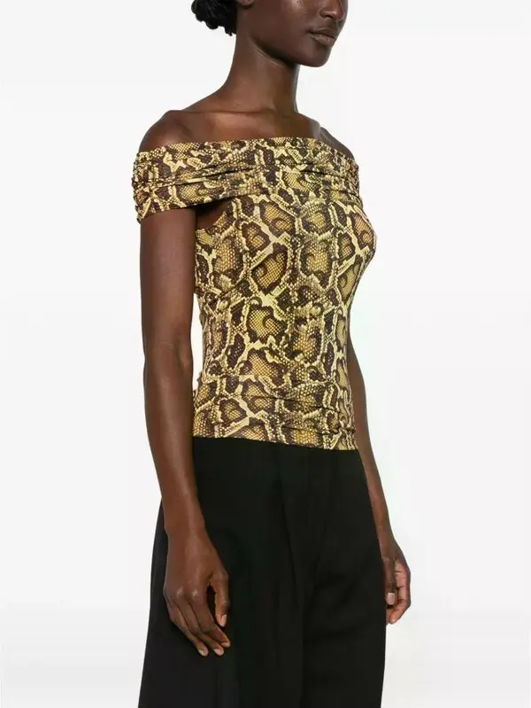 MARINE SERRE Draped Python-print Top