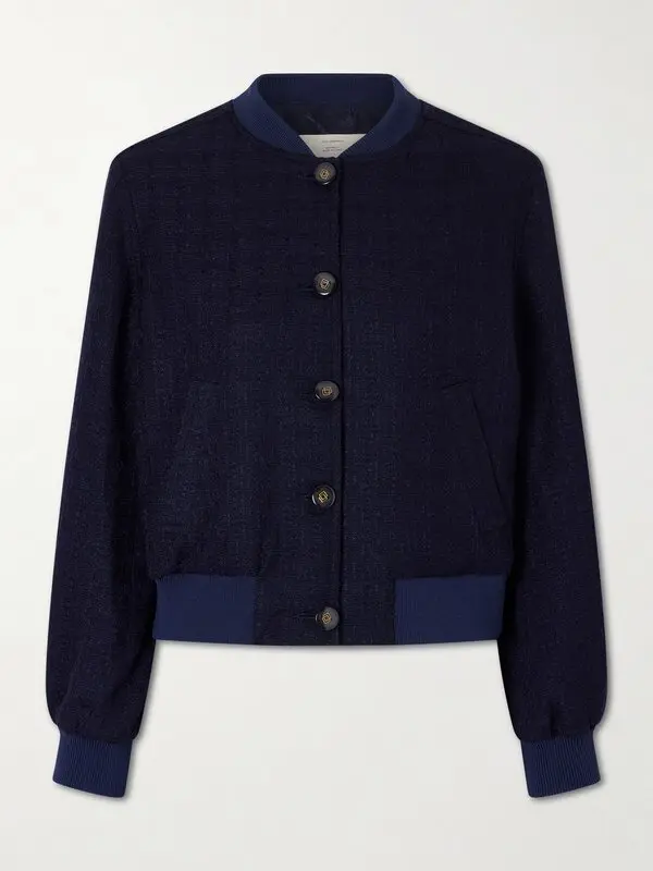 Giuliva Heritage Hailey Wool-blend Bouclé-tweed Bomber Jacket - Blue