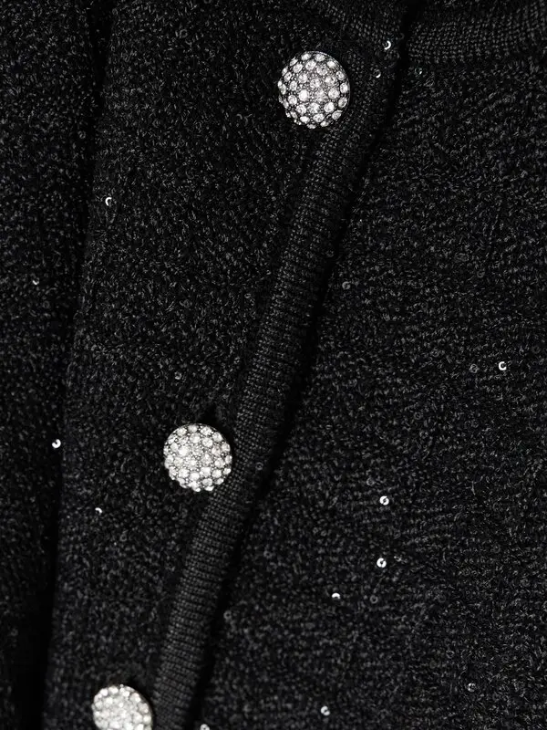 Alessandra Rich Cropped Embellished Knitted Cardigan