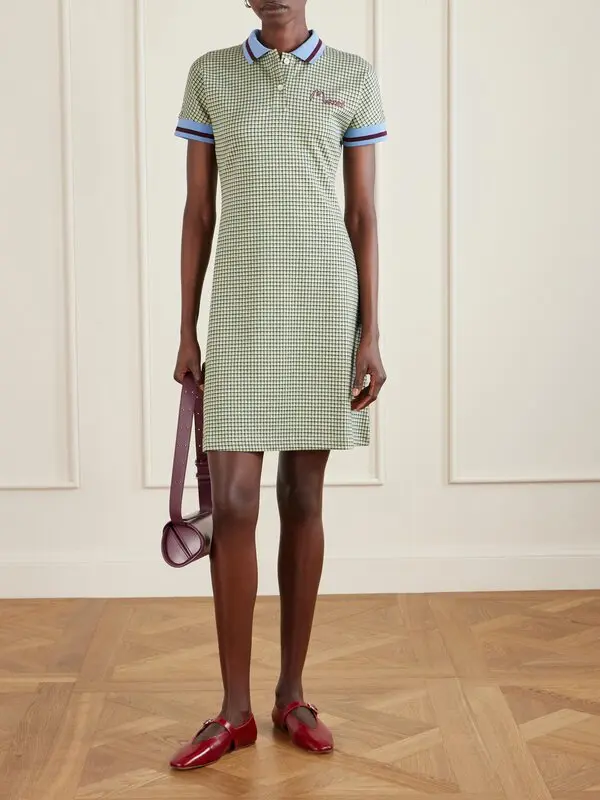 Marni Embroidered Checked Knitted Mini Dress - Multi