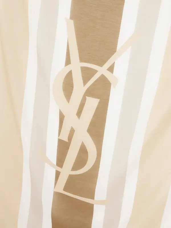 Saint Laurent Cassandre Striped Cotton And Silk-blend Scarf