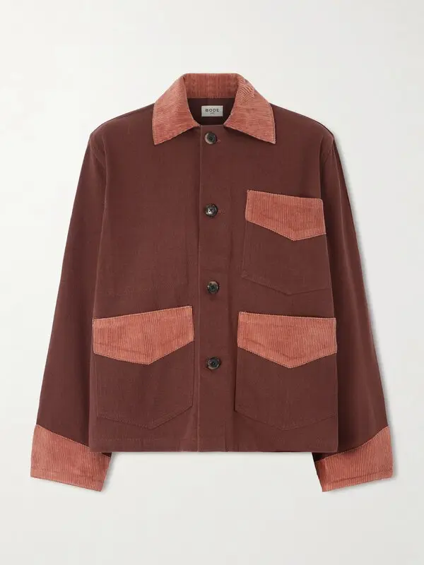 BODE Corduroy-trimmed Cotton-twill Jacket - Brown