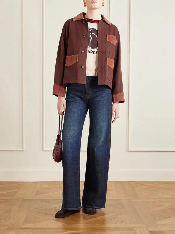BODE Corduroy-trimmed Cotton-twill Jacket - Brown