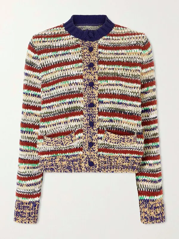 Sacai Striped Cotton-blend Cardigan - Multi