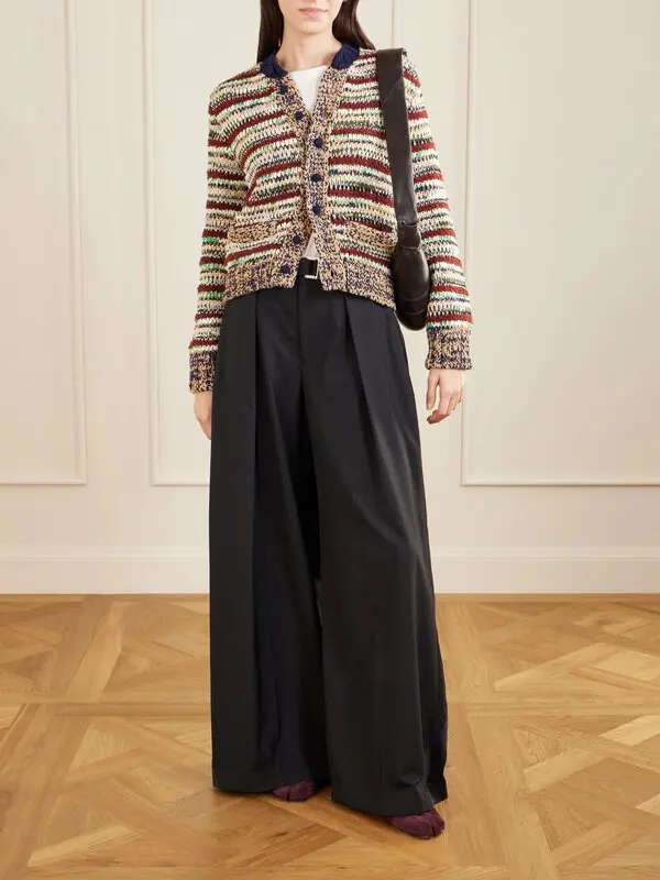 Sacai Striped Cotton-blend Cardigan