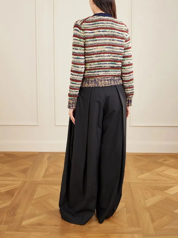 Sacai Striped Cotton-blend Cardigan