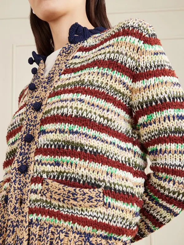 Sacai Striped Cotton-blend Cardigan