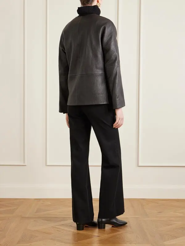 JOSEPH Barbs Paneled Textured-leather Jacket