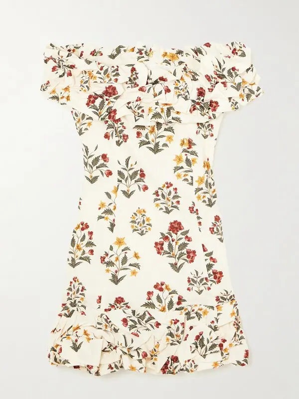 Agua Bendita Jardín Andes" Ruffled Floral-print Cotton-poplin Mini Dress - Multi