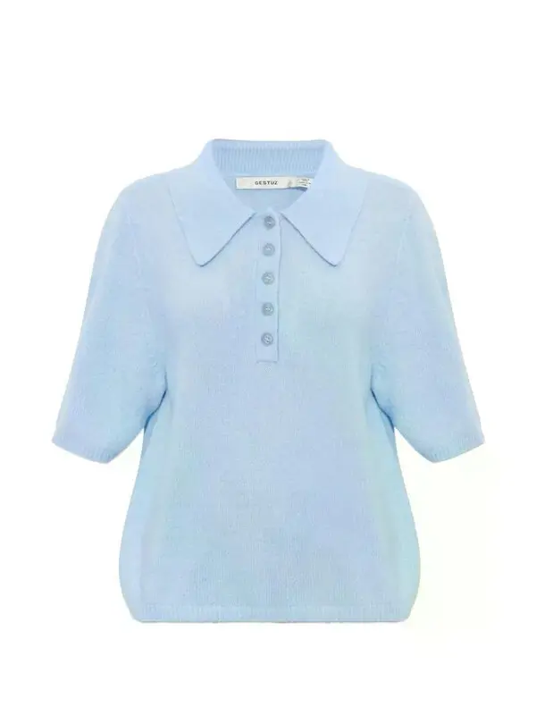 GESTUZ Collared Polo Top - Blue
