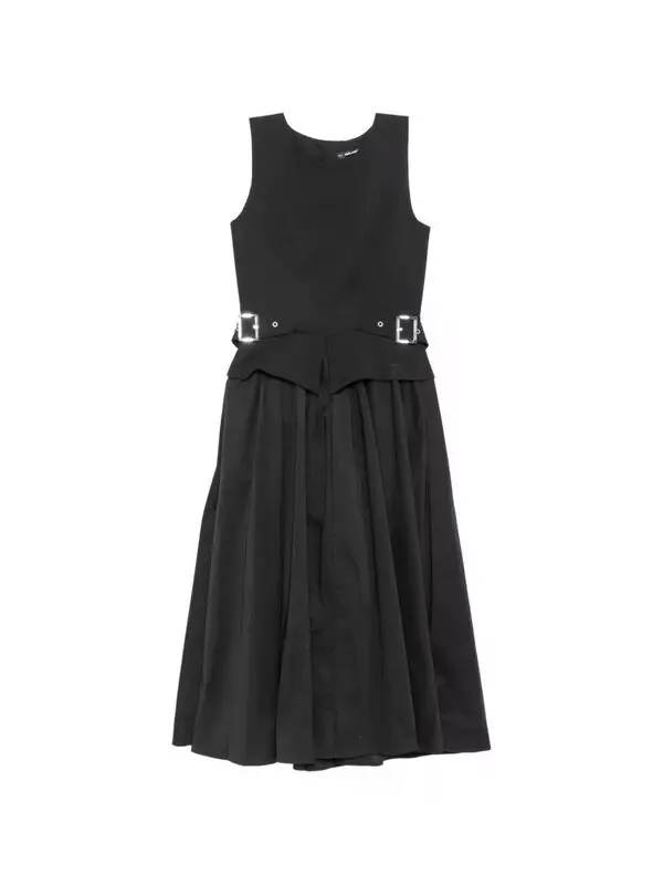 Karl Lagerfeld Sleeveless Crewneck Midi Dress With Belt Detail - Black