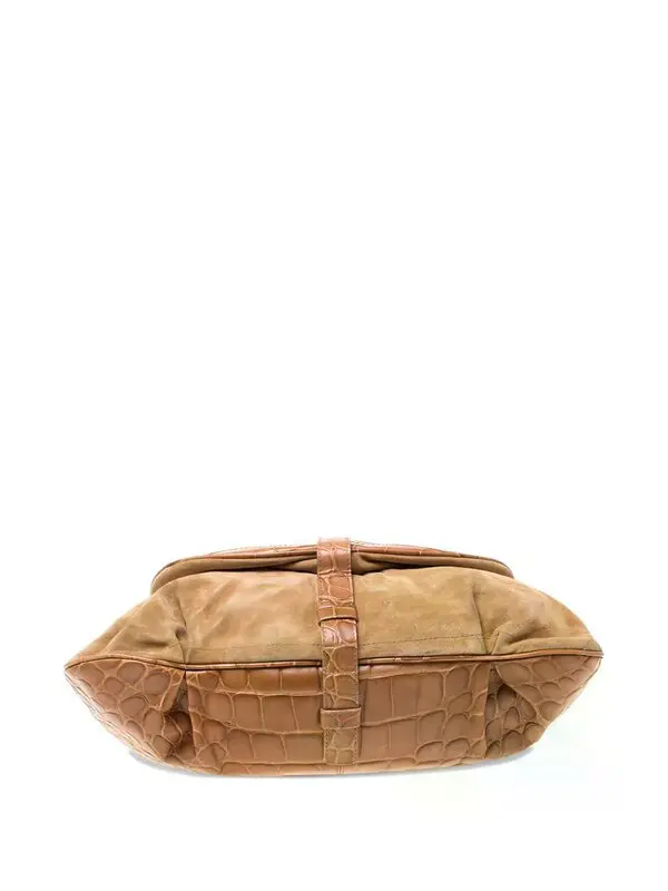 Furla Suede Croc-embossed Leather Shoulder Bag
