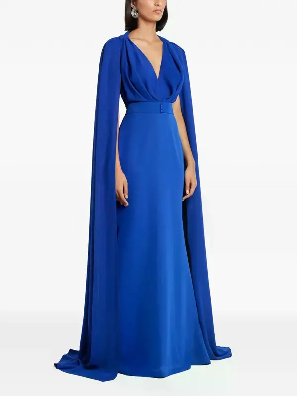 RHEA COSTA V-neck Cape Dress